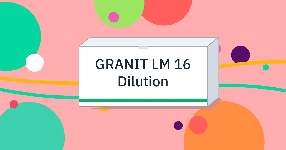 Symbolbild: Packung mit der Aufschrift GRANIT LM 16 Dilution (PZN 12881359) – Verfügbarkeit und Bezug in Apotheken in Frankfurt am Main