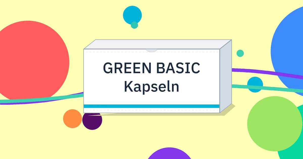 Symbolbild: Packung mit der Aufschrift GREEN BASIC Kapseln (PZN 13867309) – Verfügbarkeit und Bezug in Apotheken in Frankfurt am Main