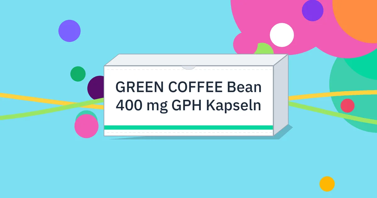 Symbolbild: Packung mit der Aufschrift GREEN COFFEE Bean 400 mg GPH Kapseln (PZN 11176400) – Verfügbarkeit und Bezug in Apotheken in Frankfurt am Main