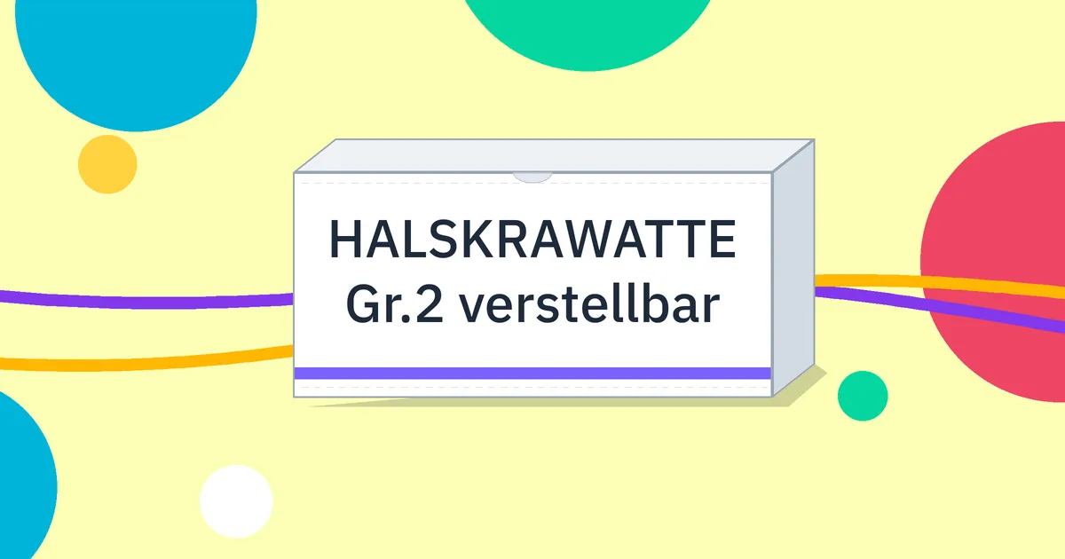 Symbolbild: Packung mit der Aufschrift HALSKRAWATTE Gr.2 verstellbar (PZN 02439214) – Verfügbarkeit und Bezug in Apotheken in Frankfurt am Main
