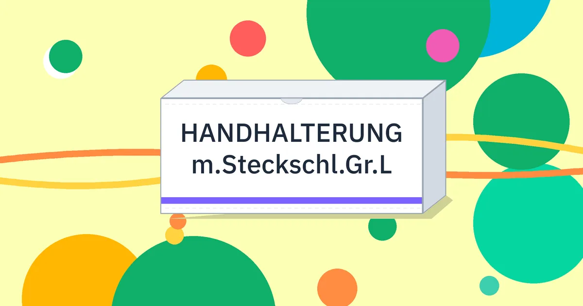 Symbolbild: Packung mit der Aufschrift HANDHALTERUNG m.Steckschl.Gr.L (PZN 11568287) – Verfügbarkeit und Bezug in Apotheken in Frankfurt am Main