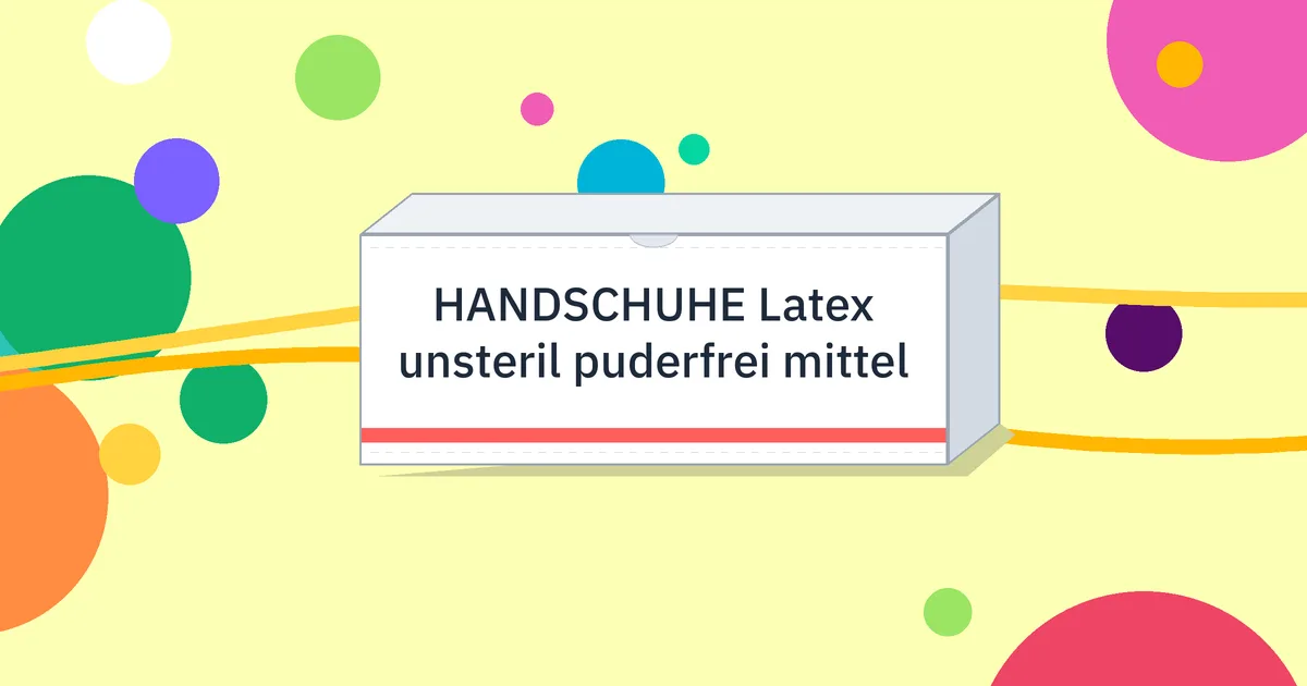 Symbolbild: Packung mit der Aufschrift HANDSCHUHE Latex unsteril puderfrei mittel (PZN 03056248) – Verfügbarkeit und Bezug in Apotheken in Frankfurt am Main