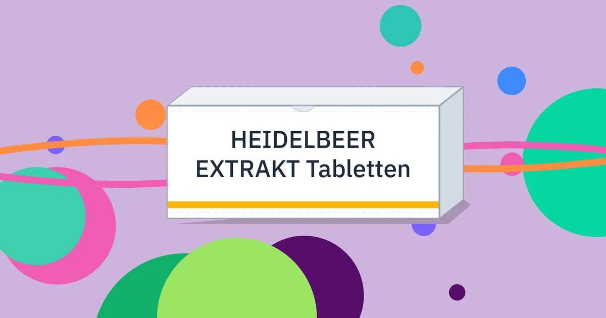Symbolbild: Packung mit der Aufschrift HEIDELBEER EXTRAKT Tabletten (PZN 03849546) – Verfügbarkeit und Bezug in Apotheken in Frankfurt am Main