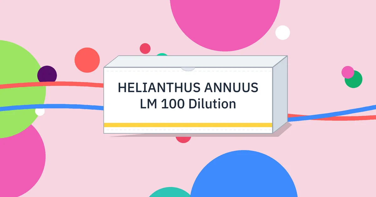 Symbolbild: Packung mit der Aufschrift HELIANTHUS ANNUUS LM 100 Dilution (PZN 12886084) – Verfügbarkeit und Bezug in Apotheken in Frankfurt am Main