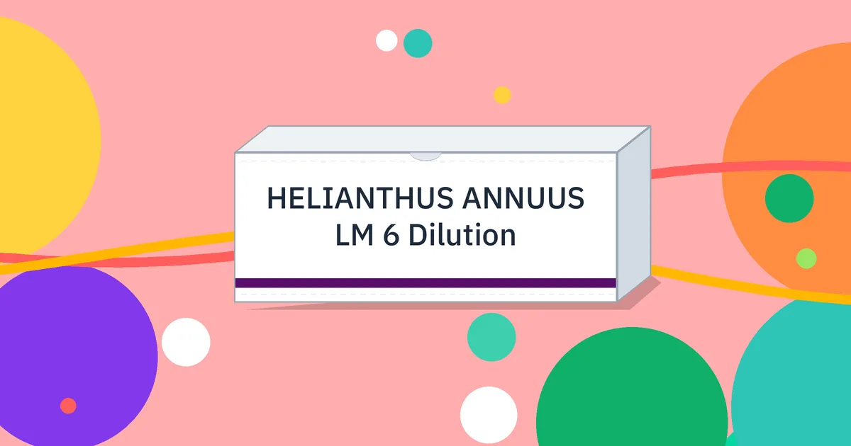 Symbolbild: Packung mit der Aufschrift HELIANTHUS ANNUUS LM 6 Dilution (PZN 12885713) – Verfügbarkeit und Bezug in Apotheken in Frankfurt am Main