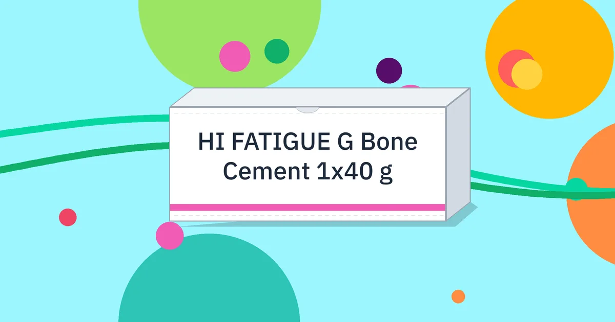 Symbolbild: Packung mit der Aufschrift HI FATIGUE G Bone Cement 1x40 g (PZN 10930639) – Verfügbarkeit und Bezug in Apotheken in Frankfurt am Main