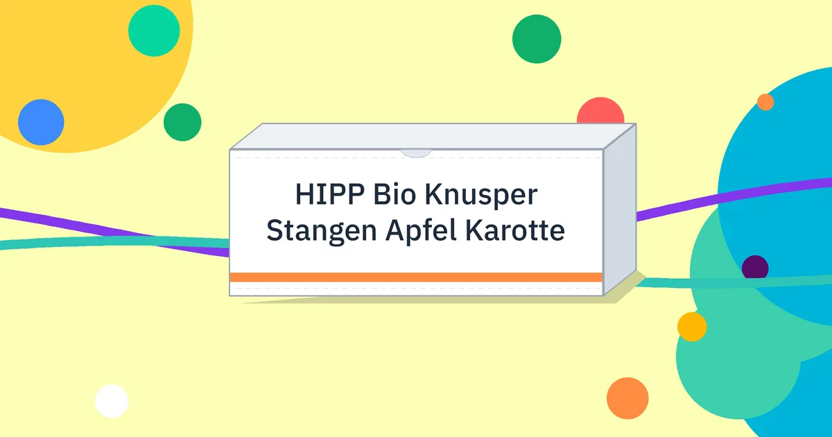 Symbolbild: Packung mit der Aufschrift HIPP Bio Knusper Stangen Apfel Karotte (PZN 19416708) – Verfügbarkeit und Bezug in Apotheken in Frankfurt am Main