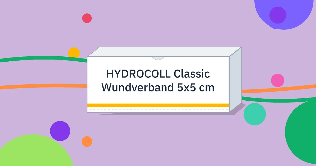Symbolbild: Packung mit der Aufschrift HYDROCOLL Classic Wundverband 5x5 cm (PZN 20165631) – Verfügbarkeit und Bezug in Apotheken in Frankfurt am Main