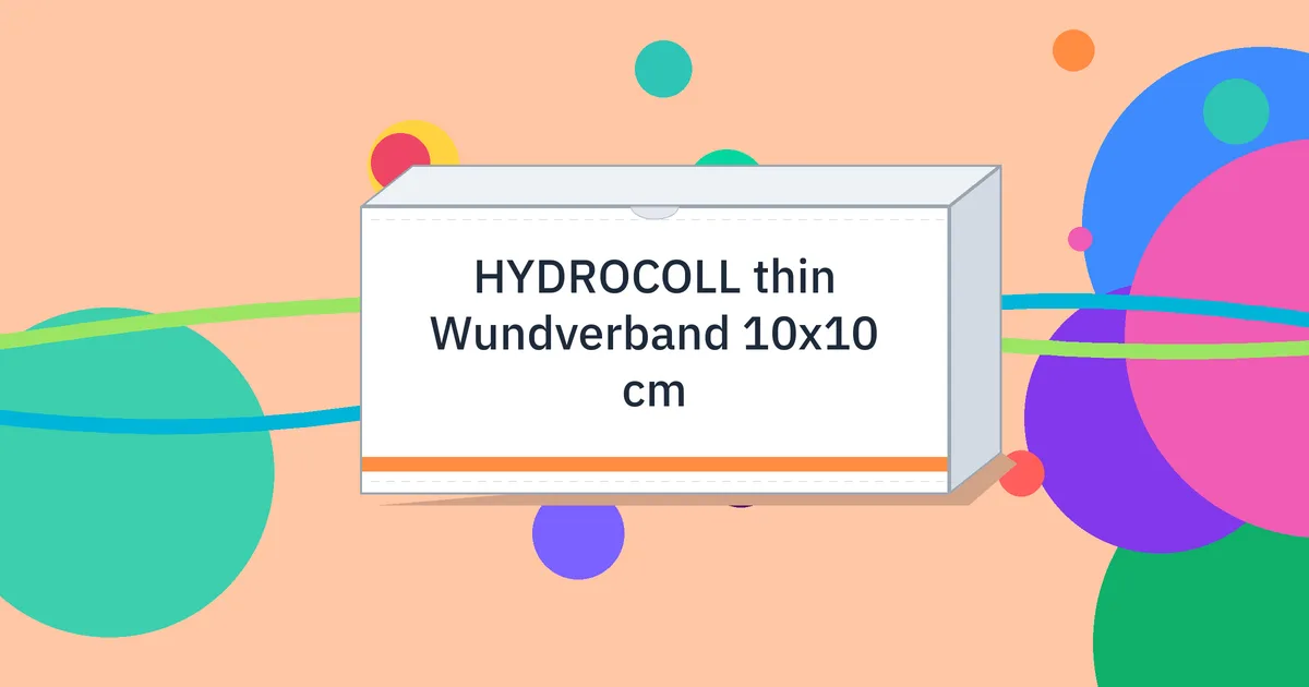 Symbolbild: Packung mit der Aufschrift HYDROCOLL thin Wundverband 10x10 cm (PZN 17381070) – Verfügbarkeit und Bezug in Apotheken in Frankfurt am Main