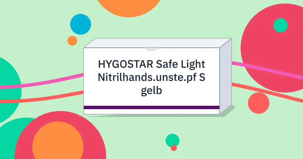 Symbolbild: Packung mit der Aufschrift HYGOSTAR Safe Light Nitrilhands.unste.pf S gelb (PZN 20774005) – Verfügbarkeit und Bezug in Apotheken in Frankfurt am Main