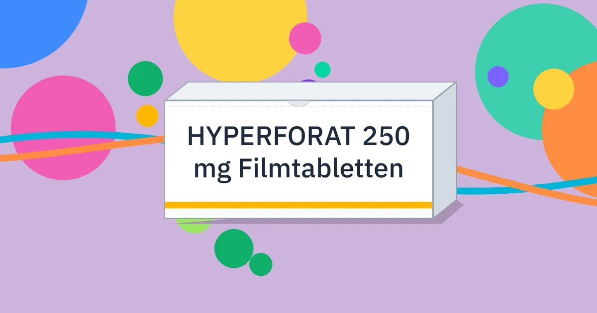Symbolbild: Packung mit der Aufschrift HYPERFORAT 250 mg Filmtabletten (PZN 04004584) – Verfügbarkeit und Bezug in Apotheken in Frankfurt am Main
