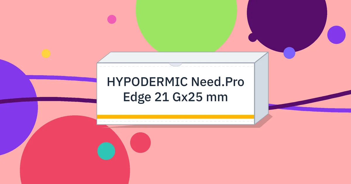 Symbolbild: Packung mit der Aufschrift HYPODERMIC Need.Pro Edge 21 Gx25 mm (PZN 09215593) – Verfügbarkeit und Bezug in Apotheken in Frankfurt am Main