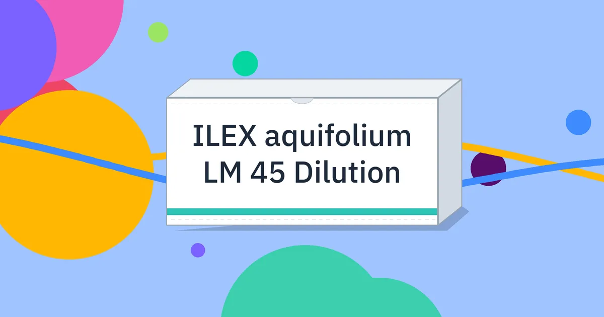 Symbolbild: Packung mit der Aufschrift ILEX aquifolium LM 45 Dilution (PZN 12912338) – Verfügbarkeit und Bezug in Apotheken in Frankfurt am Main