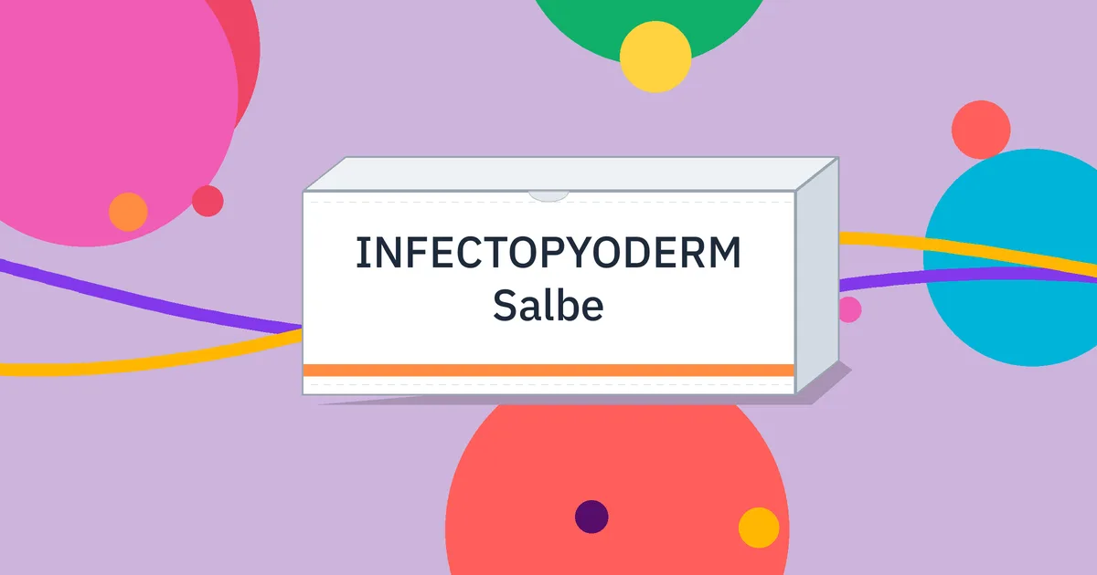 Symbolbild: Packung mit der Aufschrift INFECTOPYODERM Salbe (PZN 04102424) – Verfügbarkeit und Bezug in Apotheken in Frankfurt am Main