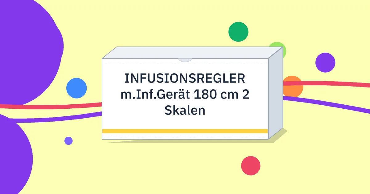 Symbolbild: Packung mit der Aufschrift INFUSIONSREGLER m.Inf.Gerät 180 cm 2 Skalen (PZN 09338396) – Verfügbarkeit und Bezug in Apotheken in Frankfurt am Main