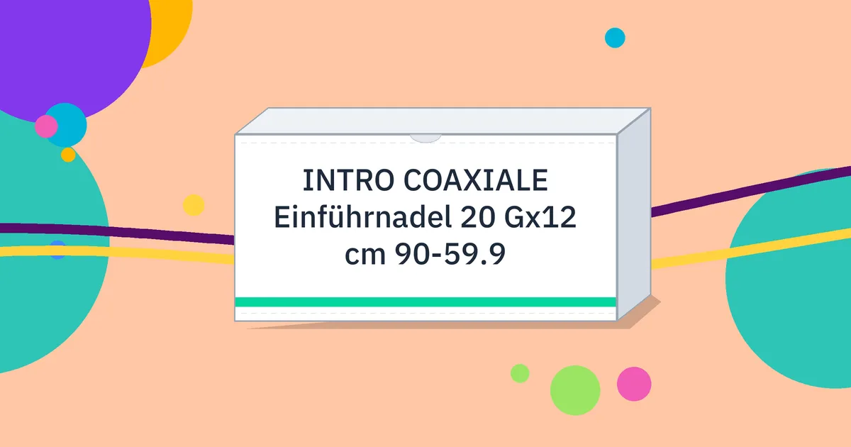 Symbolbild: Packung mit der Aufschrift INTRO COAXIALE Einführnadel 20 Gx12 cm 90-59.9 (PZN 16946328) – Verfügbarkeit und Bezug in Apotheken in Frankfurt am Main