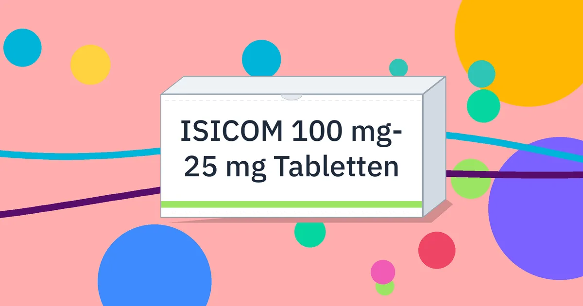 Symbolbild: Packung mit der Aufschrift ISICOM 100 mg-25 mg Tabletten (PZN 00013994) – Verfügbarkeit und Bezug in Apotheken in Frankfurt am Main