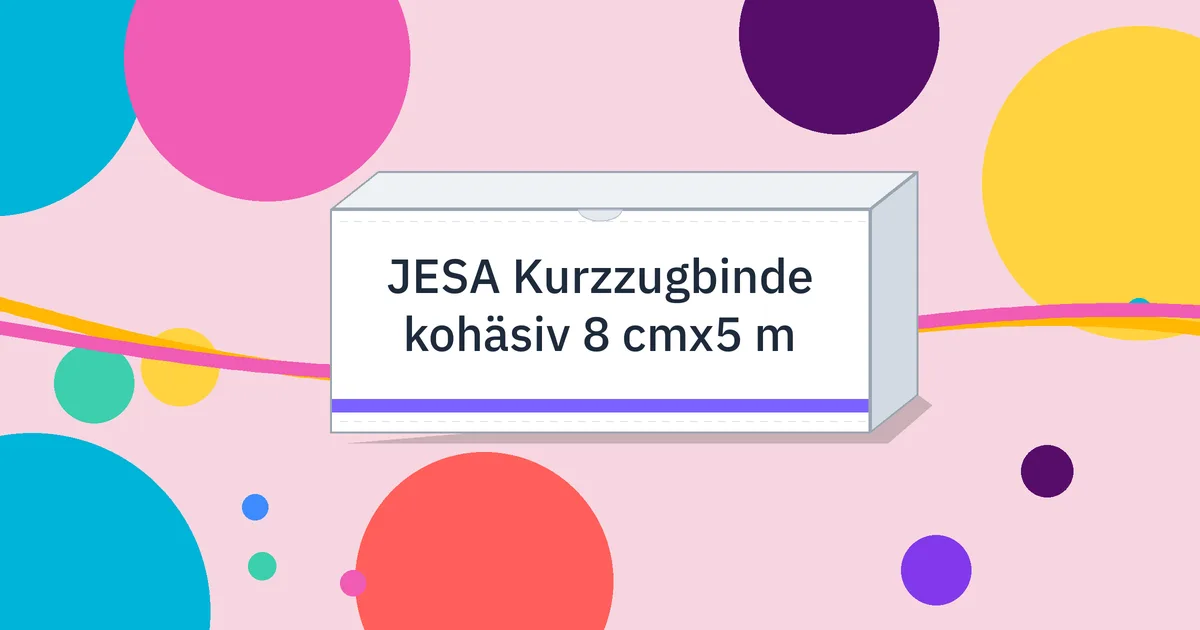 Symbolbild: Packung mit der Aufschrift JESA Kurzzugbinde kohäsiv 8 cmx5 m (PZN 11227072) – Verfügbarkeit und Bezug in Apotheken in Frankfurt am Main