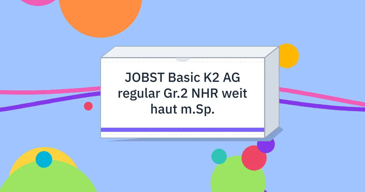 Symbolbild: Packung mit der Aufschrift JOBST Basic K2 AG regular Gr.2 NHR weit haut m.Sp. (PZN 13060363) – Verfügbarkeit und Bezug in Apotheken in Frankfurt am Main