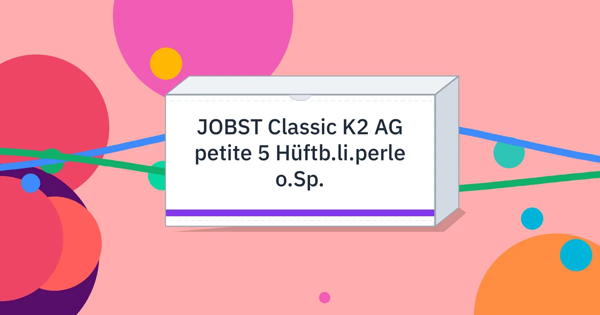 Symbolbild: Packung mit der Aufschrift JOBST Classic K2 AG petite 5 Hüftb.li.perle o.Sp. (PZN 13064527) – Verfügbarkeit und Bezug in Apotheken in Frankfurt am Main