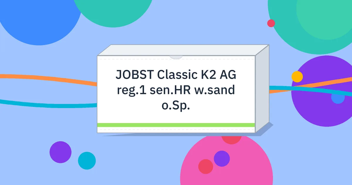 Symbolbild: Packung mit der Aufschrift JOBST Classic K2 AG reg.1 sen.HR w.sand o.Sp. (PZN 17960709) – Verfügbarkeit und Bezug in Apotheken in Frankfurt am Main