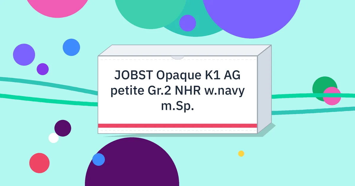 Symbolbild: Packung mit der Aufschrift JOBST Opaque K1 AG petite Gr.2 NHR w.navy m.Sp. (PZN 13084984) – Verfügbarkeit und Bezug in Apotheken in Frankfurt am Main