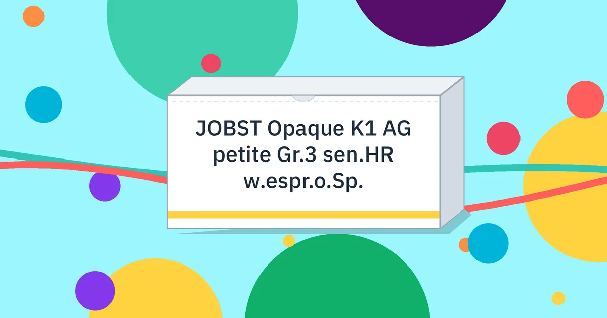 Symbolbild: Packung mit der Aufschrift JOBST Opaque K1 AG petite Gr.3 sen.HR w.espr.o.Sp. (PZN 16271132) – Verfügbarkeit und Bezug in Apotheken in Frankfurt am Main