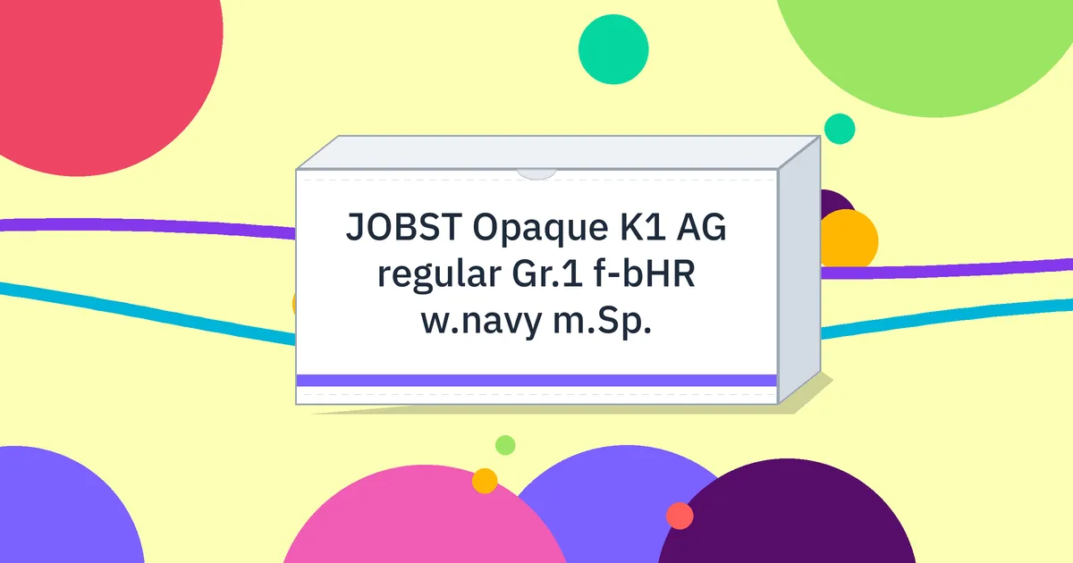 Symbolbild: Packung mit der Aufschrift JOBST Opaque K1 AG regular Gr.1 f-bHR w.navy m.Sp. (PZN 13090967) – Verfügbarkeit und Bezug in Apotheken in Frankfurt am Main