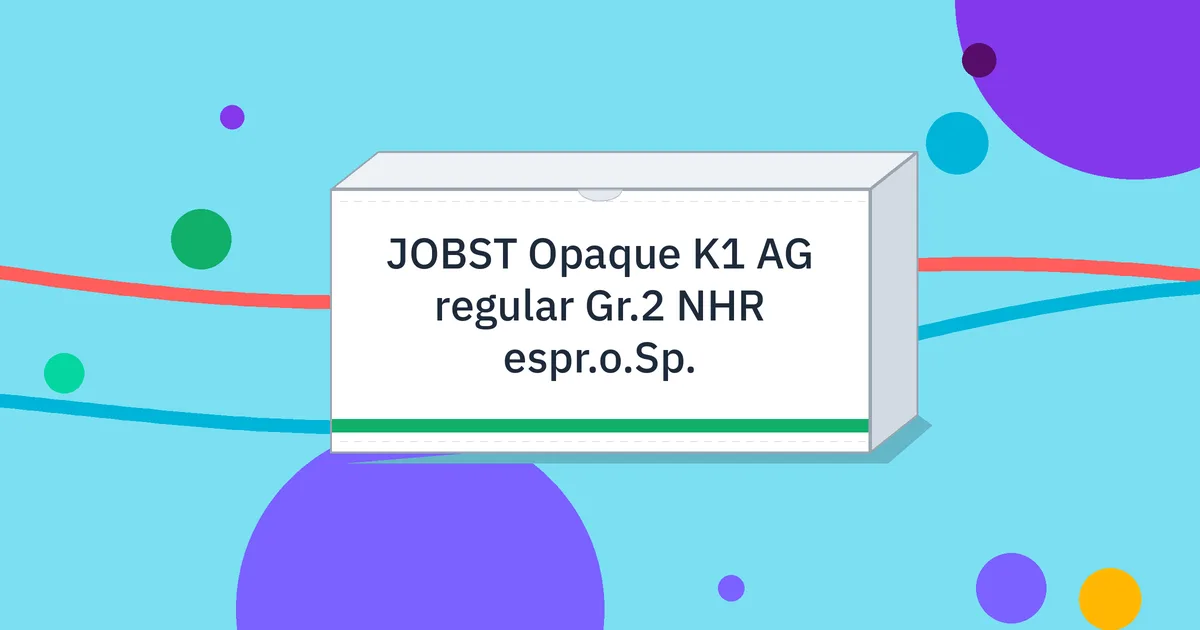 Symbolbild: Packung mit der Aufschrift JOBST Opaque K1 AG regular Gr.2 NHR espr.o.Sp. (PZN 16267018) – Verfügbarkeit und Bezug in Apotheken in Frankfurt am Main