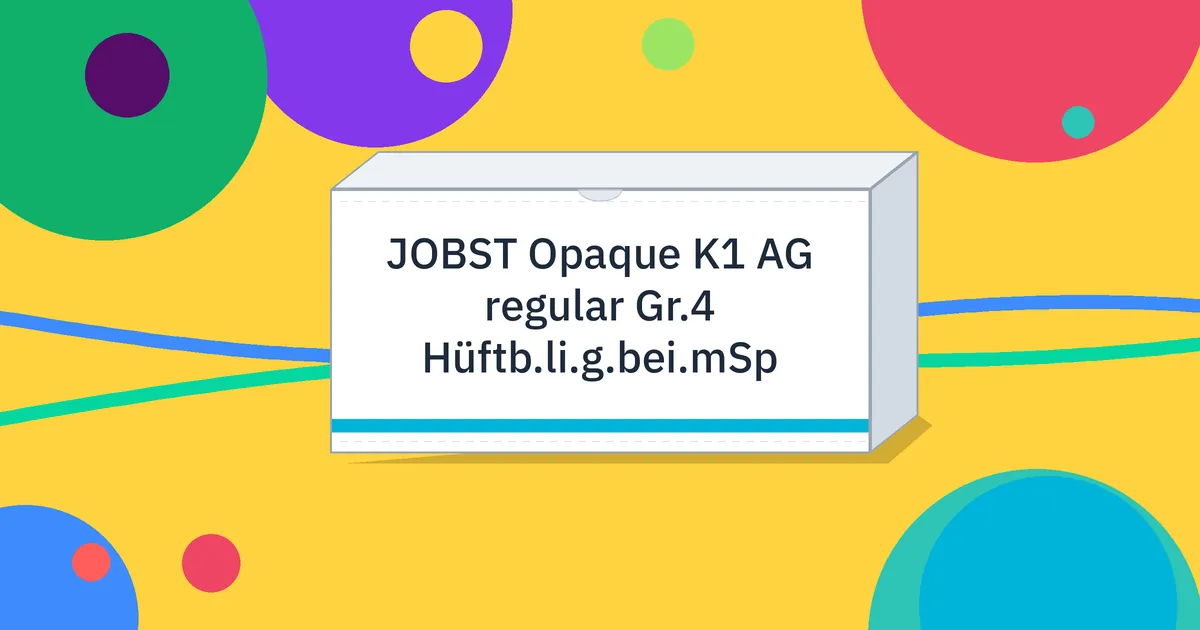 Symbolbild: Packung mit der Aufschrift JOBST Opaque K1 AG regular Gr.4 Hüftb.li.g.bei.mSp (PZN 16272290) – Verfügbarkeit und Bezug in Apotheken in Frankfurt am Main