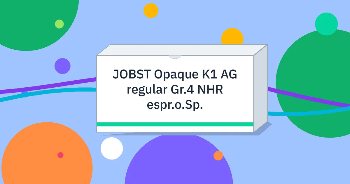 Symbolbild: Packung mit der Aufschrift JOBST Opaque K1 AG regular Gr.4 NHR espr.o.Sp. (PZN 16267030) – Verfügbarkeit und Bezug in Apotheken in Frankfurt am Main
