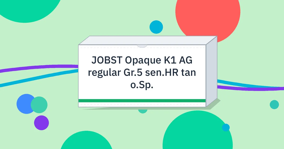Symbolbild: Packung mit der Aufschrift JOBST Opaque K1 AG regular Gr.5 sen.HR tan o.Sp. (PZN 16266668) – Verfügbarkeit und Bezug in Apotheken in Frankfurt am Main