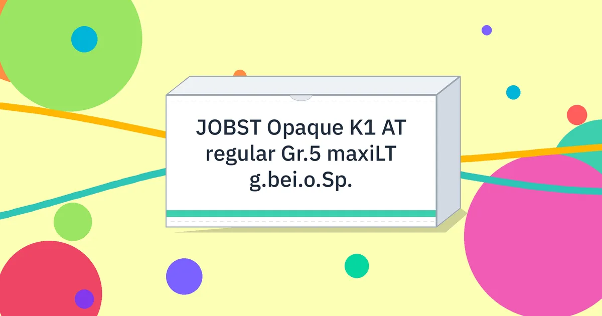 Symbolbild: Packung mit der Aufschrift JOBST Opaque K1 AT regular Gr.5 maxiLT g.bei.o.Sp. (PZN 16274656) – Verfügbarkeit und Bezug in Apotheken in Frankfurt am Main