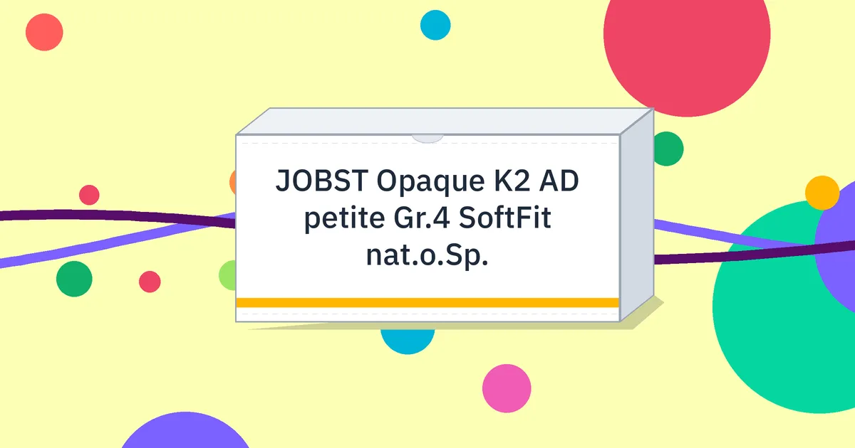 Symbolbild: Packung mit der Aufschrift JOBST Opaque K2 AD petite Gr.4 SoftFit nat.o.Sp. (PZN 11250415) – Verfügbarkeit und Bezug in Apotheken in Frankfurt am Main
