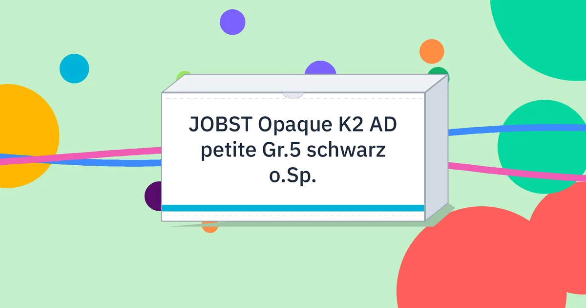 Symbolbild: Packung mit der Aufschrift JOBST Opaque K2 AD petite Gr.5 schwarz o.Sp. (PZN 11252242) – Verfügbarkeit und Bezug in Apotheken in Frankfurt am Main
