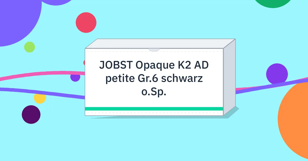Symbolbild: Packung mit der Aufschrift JOBST Opaque K2 AD petite Gr.6 schwarz o.Sp. (PZN 11252259) – Verfügbarkeit und Bezug in Apotheken in Frankfurt am Main