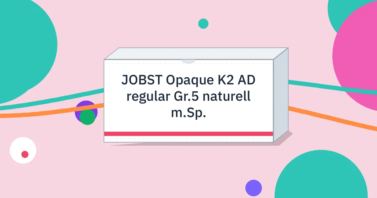 Symbolbild: Packung mit der Aufschrift JOBST Opaque K2 AD regular Gr.5 naturell m.Sp. (PZN 11251975) – Verfügbarkeit und Bezug in Apotheken in Frankfurt am Main