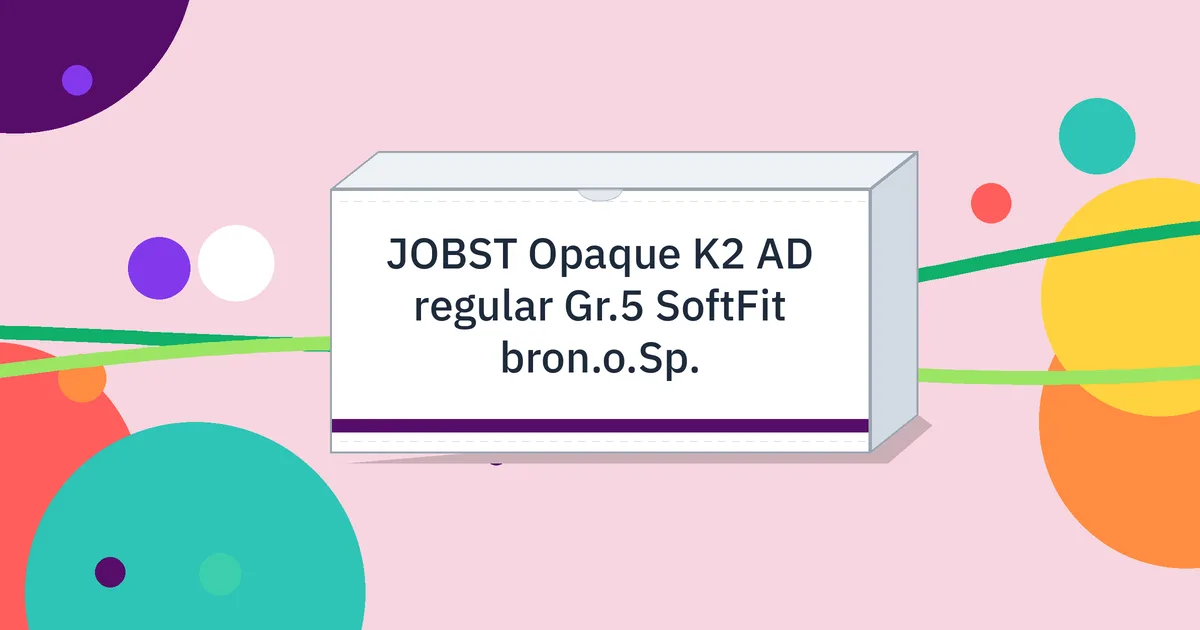 Symbolbild: Packung mit der Aufschrift JOBST Opaque K2 AD regular Gr.5 SoftFit bron.o.Sp. (PZN 13111652) – Verfügbarkeit und Bezug in Apotheken in Frankfurt am Main