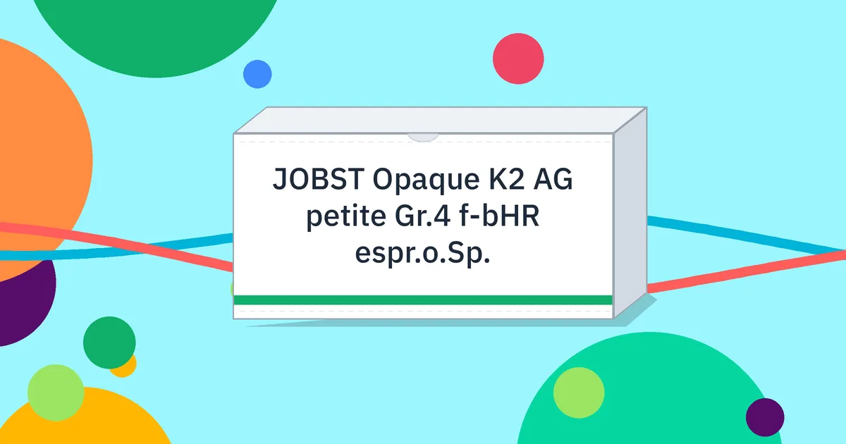 Symbolbild: Packung mit der Aufschrift JOBST Opaque K2 AG petite Gr.4 f-bHR espr.o.Sp. (PZN 16285335) – Verfügbarkeit und Bezug in Apotheken in Frankfurt am Main