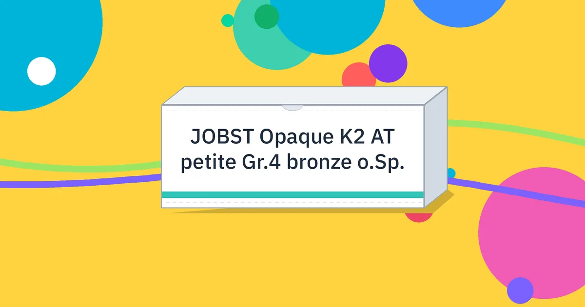 Symbolbild: Packung mit der Aufschrift JOBST Opaque K2 AT petite Gr.4 bronze o.Sp. (PZN 13119688) – Verfügbarkeit und Bezug in Apotheken in Frankfurt am Main