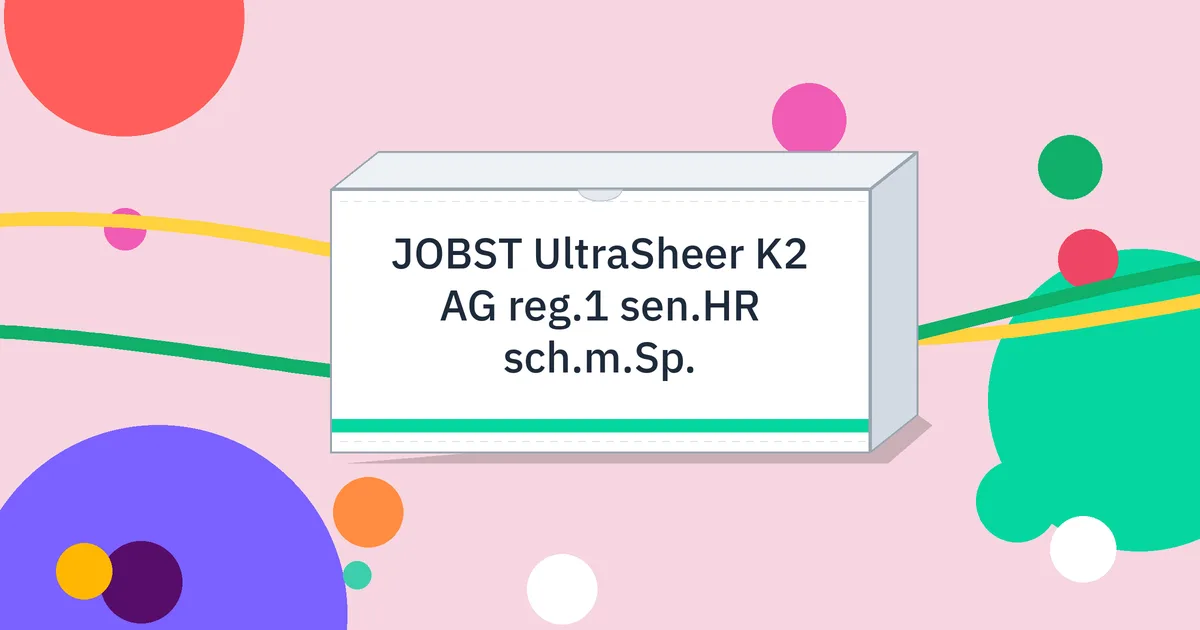 Symbolbild: Packung mit der Aufschrift JOBST UltraSheer K2 AG reg.1 sen.HR sch.m.Sp. (PZN 11262298) – Verfügbarkeit und Bezug in Apotheken in Frankfurt am Main