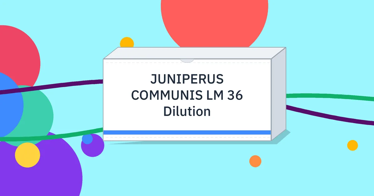 Symbolbild: Packung mit der Aufschrift JUNIPERUS COMMUNIS LM 36 Dilution (PZN 13564885) – Verfügbarkeit und Bezug in Apotheken in Frankfurt am Main