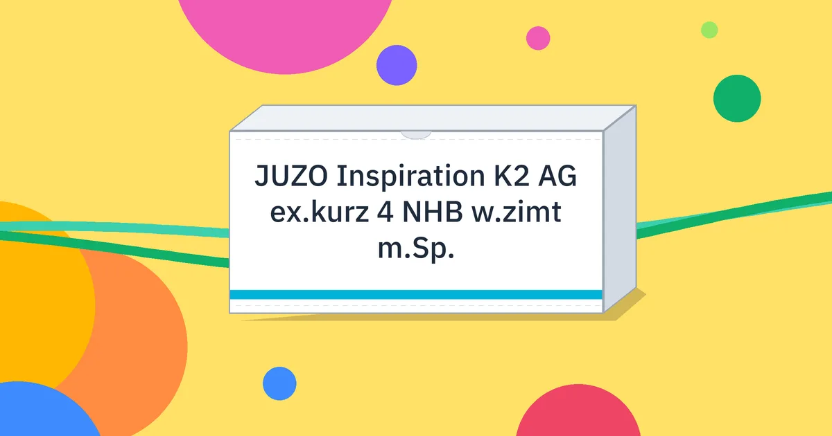 Symbolbild: Packung mit der Aufschrift JUZO Inspiration K2 AG ex.kurz 4 NHB w.zimt m.Sp. (PZN 14964090) – Verfügbarkeit und Bezug in Apotheken in Frankfurt am Main