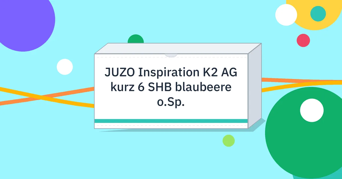 Symbolbild: Packung mit der Aufschrift JUZO Inspiration K2 AG kurz 6 SHB blaubeere o.Sp. (PZN 14950277) – Verfügbarkeit und Bezug in Apotheken in Frankfurt am Main