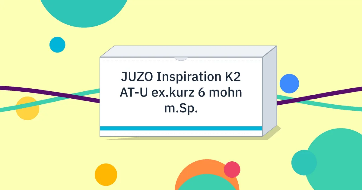 Symbolbild: Packung mit der Aufschrift JUZO Inspiration K2 AT-U ex.kurz 6 mohn m.Sp. (PZN 14930501) – Verfügbarkeit und Bezug in Apotheken in Frankfurt am Main