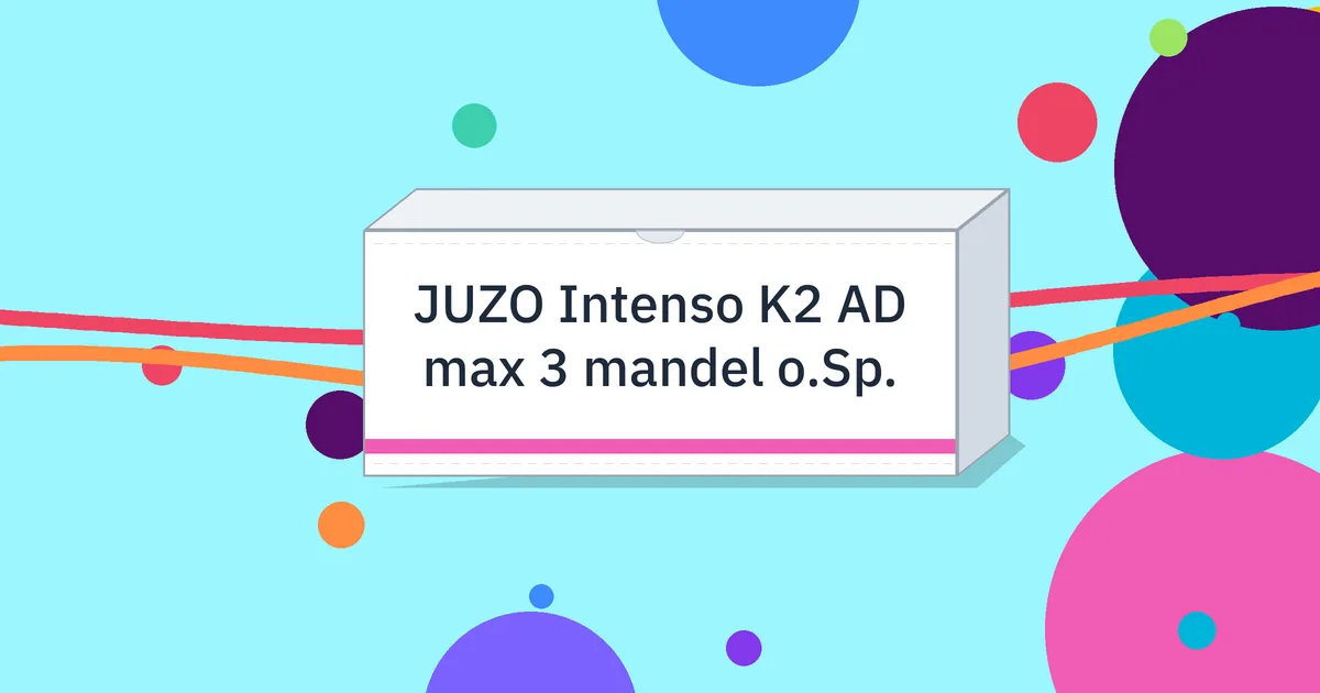 Symbolbild: Packung mit der Aufschrift JUZO Intenso K2 AD max 3 mandel o.Sp. (PZN 18619912) – Verfügbarkeit und Bezug in Apotheken in Frankfurt am Main