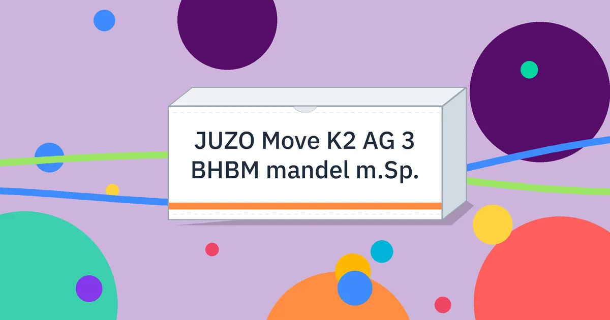 Symbolbild: Packung mit der Aufschrift JUZO Move K2 AG 3 BHBM mandel m.Sp. (PZN 16647620) – Verfügbarkeit und Bezug in Apotheken in Frankfurt am Main