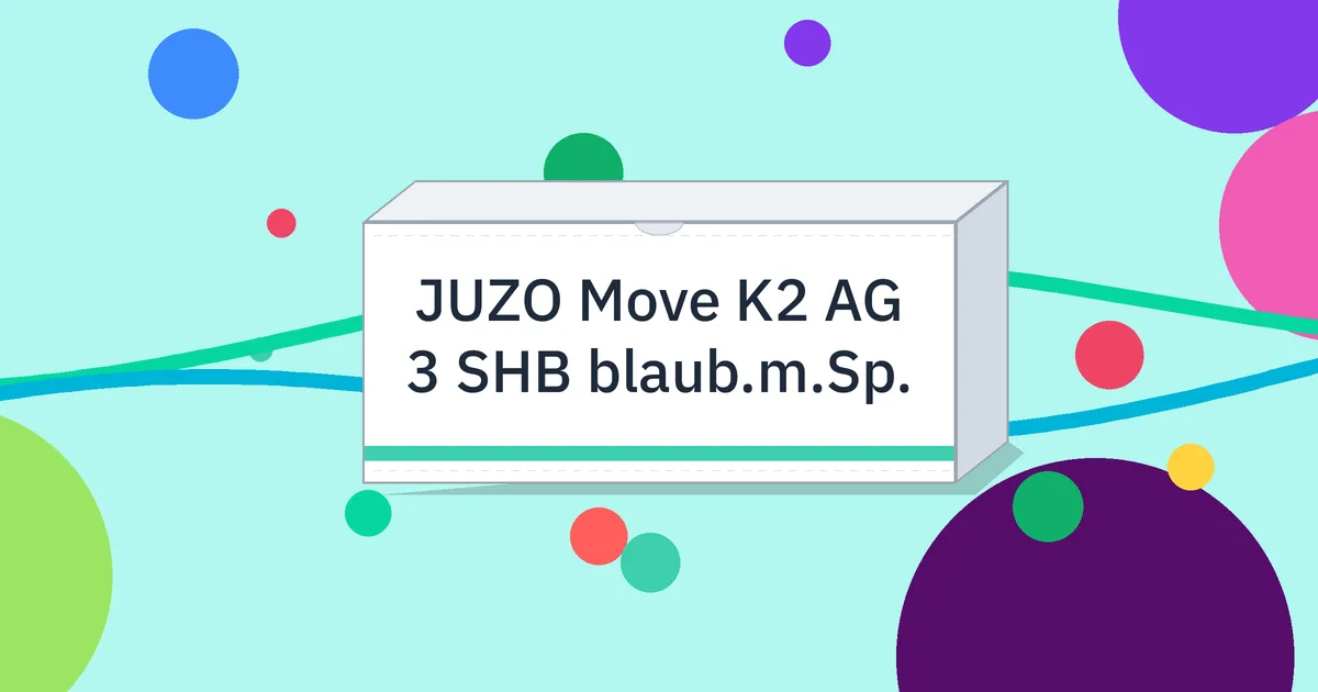Symbolbild: Packung mit der Aufschrift JUZO Move K2 AG 3 SHB blaub.m.Sp. (PZN 18555543) – Verfügbarkeit und Bezug in Apotheken in Frankfurt am Main
