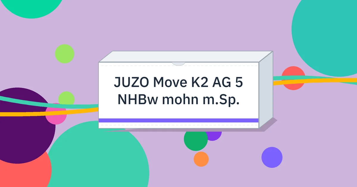 Symbolbild: Packung mit der Aufschrift JUZO Move K2 AG 5 NHBw mohn m.Sp. (PZN 18554785) – Verfügbarkeit und Bezug in Apotheken in Frankfurt am Main
