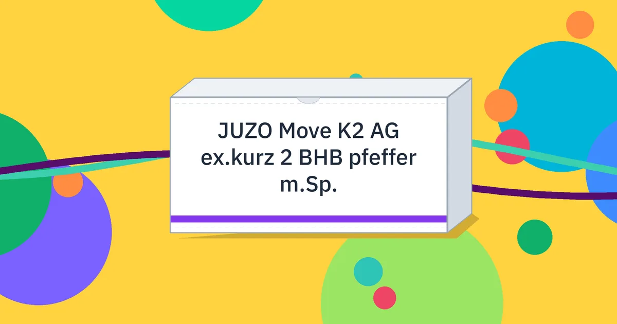 Symbolbild: Packung mit der Aufschrift JUZO Move K2 AG ex.kurz 2 BHB pfeffer m.Sp. (PZN 16637403) – Verfügbarkeit und Bezug in Apotheken in Frankfurt am Main
